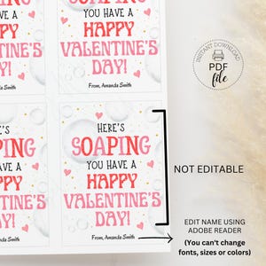 Printable Valentine Soap Gift Tag, Personalized Soaping You Have a ...