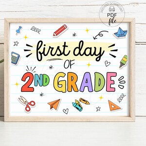 Printable 10"x8" First & Last Day of 2nd Grade Signs | Second Grade ...
