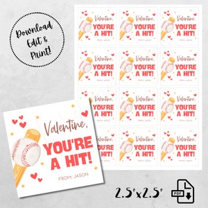Printable Baseball Valentine Cards | Personalized Kids Valentine's Day ...