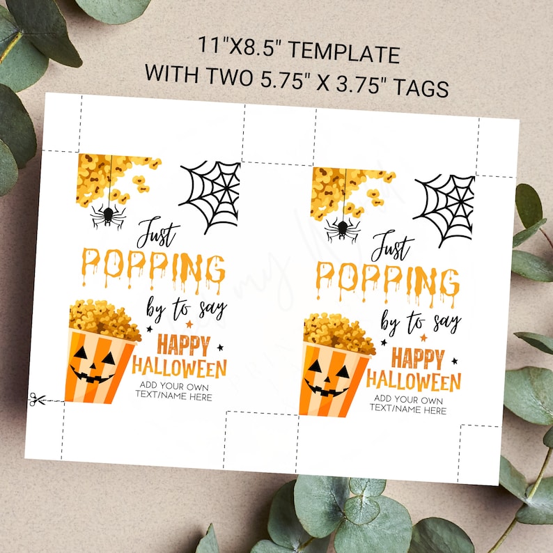 Printable Just Popping by to Say Happy Halloween Popcorn Bag Tag ...
