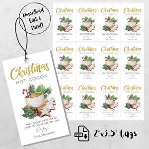 Christmas Hot Cocoa Treat Tags, Printable Holiday Hot Chocolate Mix ...