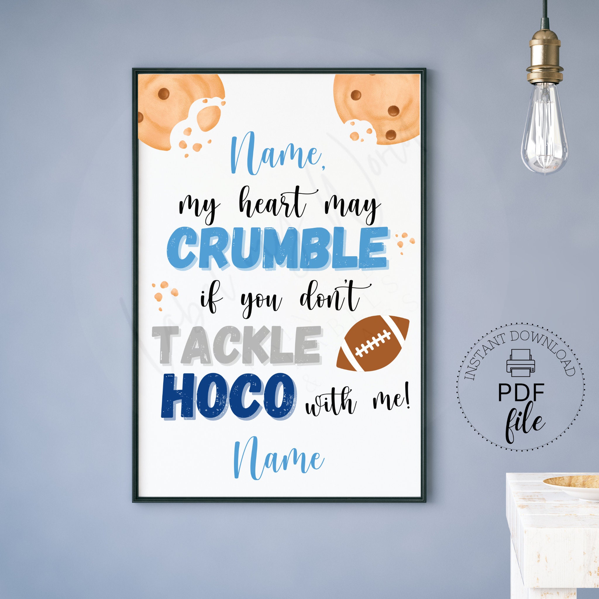 Editable HOCO Cookies/football Proposal Sign | Printable My Heart May ...