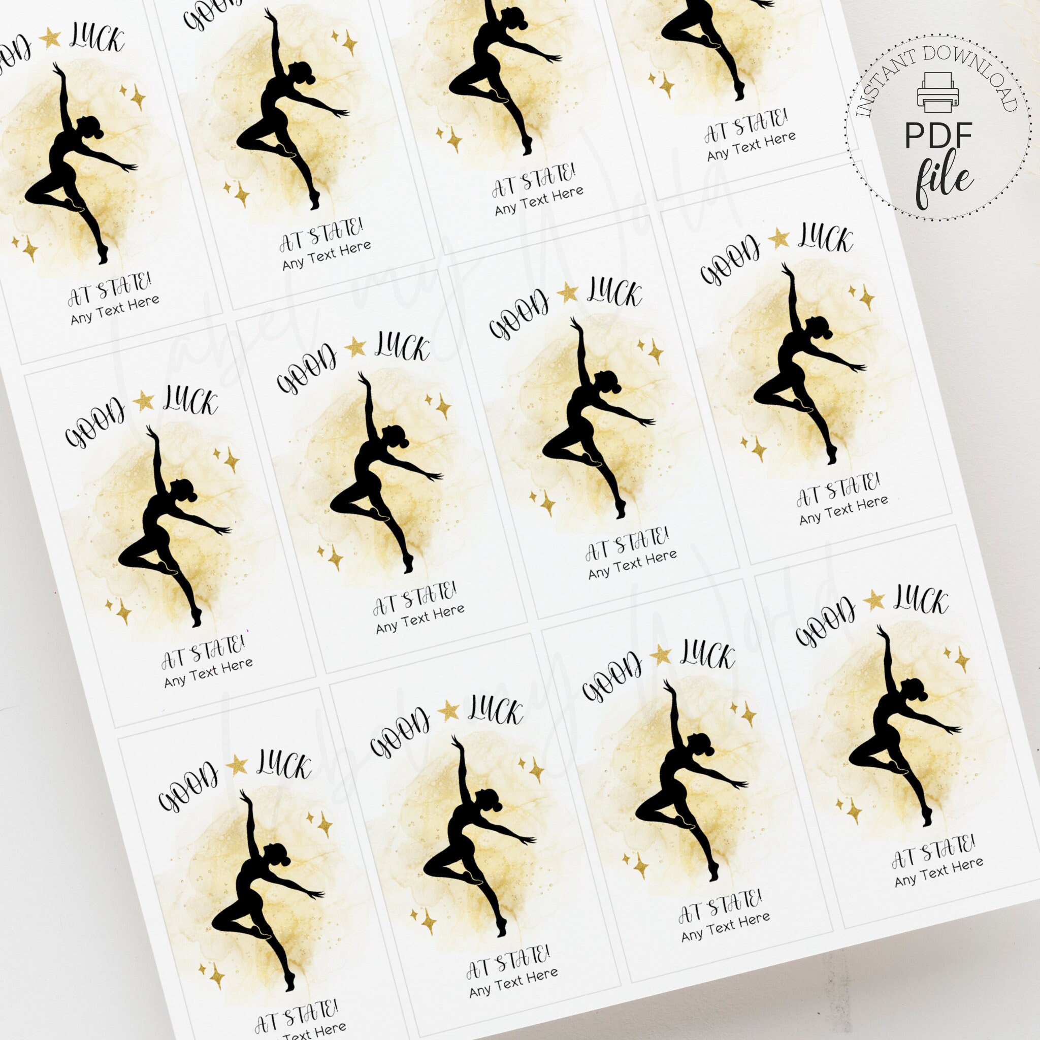 Printable Good Luck Gymnastics/dance Team Gift Tags, Personalized Good ...