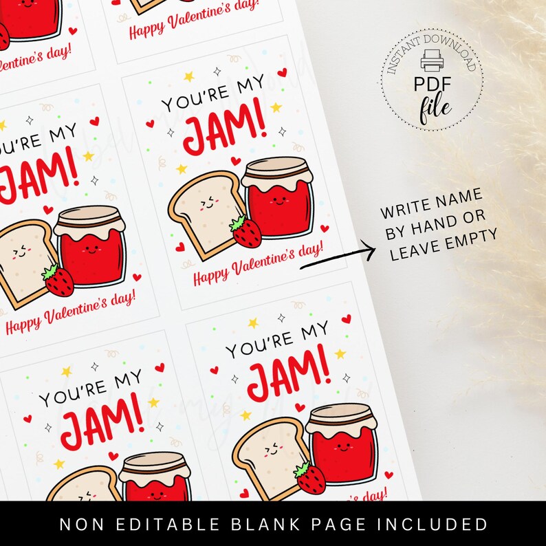 Printable Valentine Strawberry Jam Gift Tag, Personalized You Are My ...