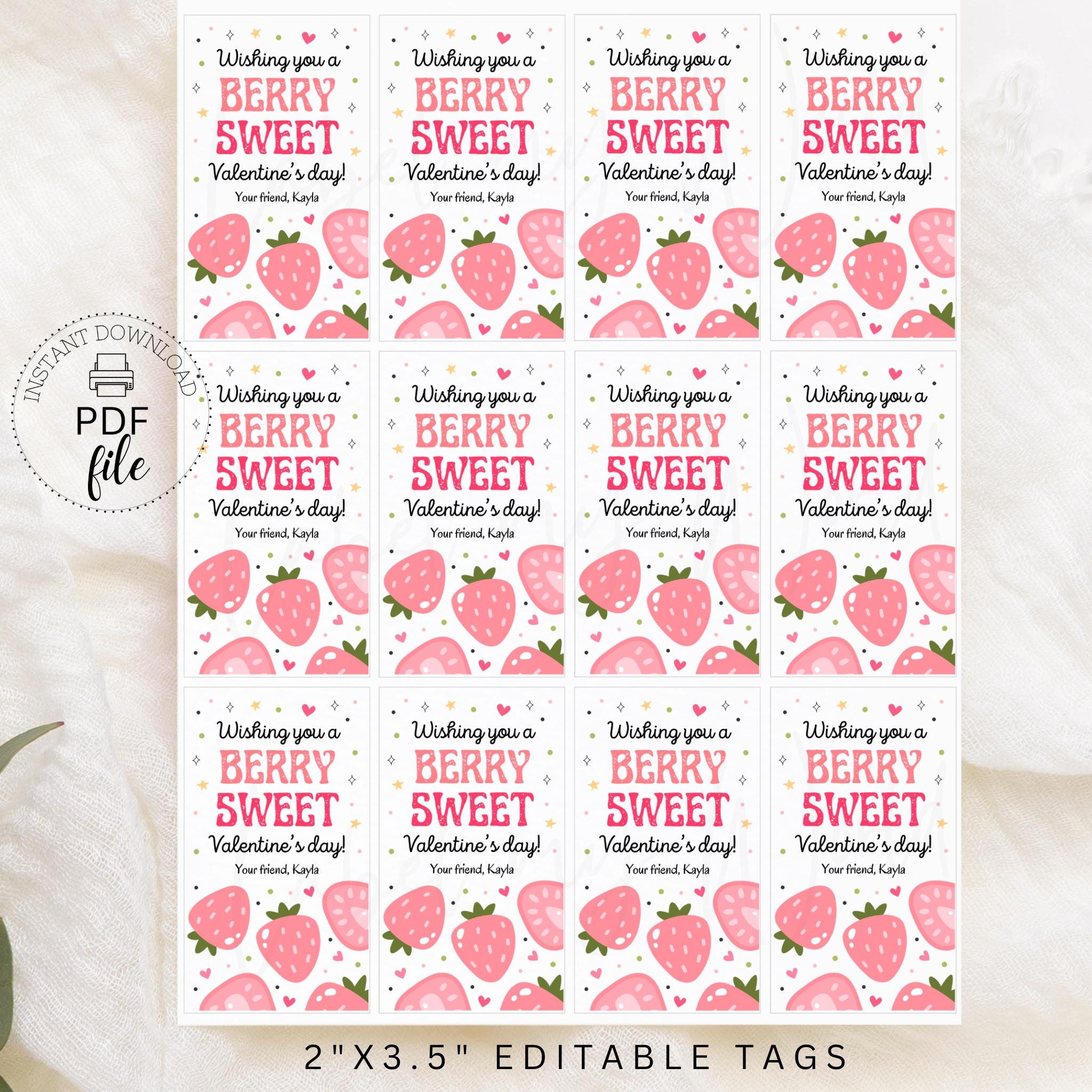 Printable Wishing You a Berry Sweet Valentine's Day Gift Tag ...