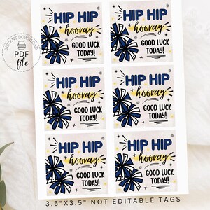 Printable Hip Hip Hooray Good Luck Today Tags, Game/competition Gift ...