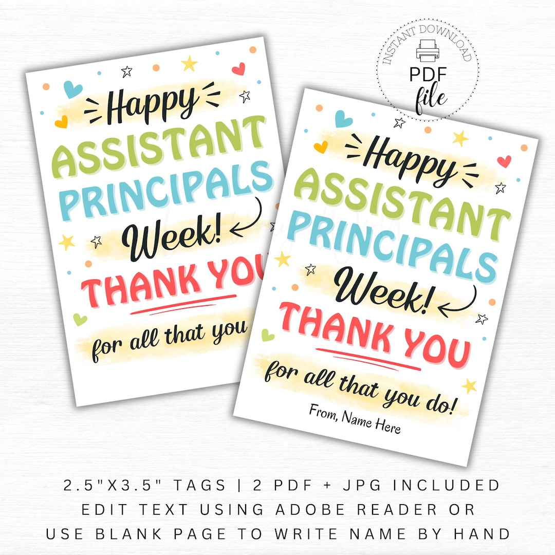 Printable Happy Assistant Principals Week Gift Tag, Personalized Thank ...