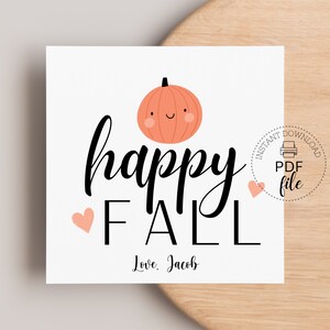 Happy Fall Printable Gift Tags | Personalized Fall/thanksgiving ...