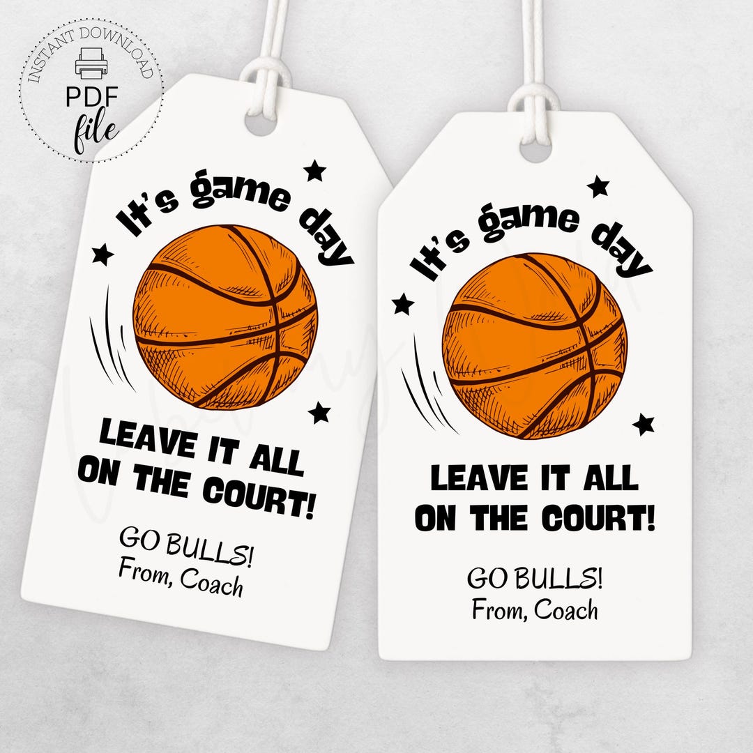 Printable Basketball Game Day Tags, Personalized Basketball Team Good ...