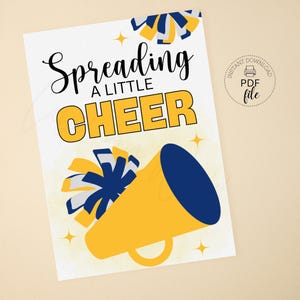 Printable Yellow & Blue Spreading a Little Cheer Tags, Cheerleading ...