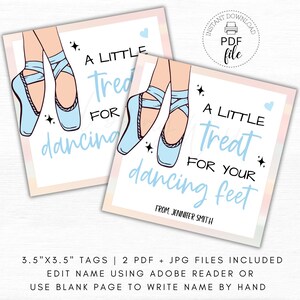 Printable Ballet Dancer Gift Tag, A Little Treat for Your Dancing Feet ...