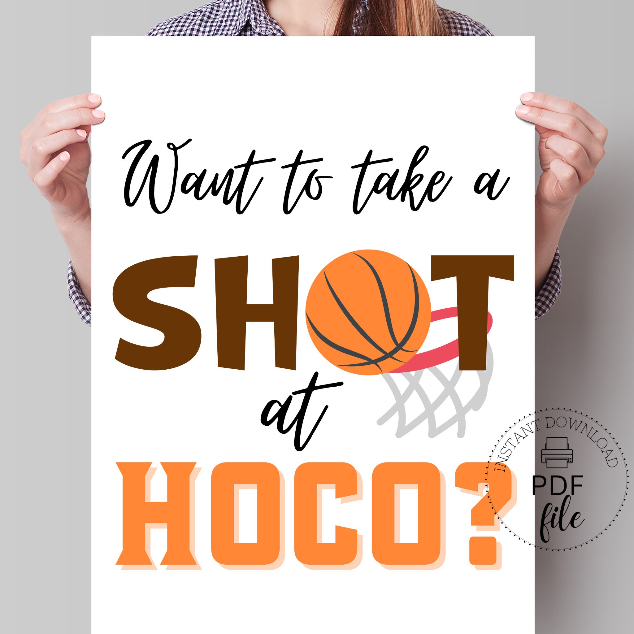 Printable Basketball HOCO Proposal Sign Want to Take A Shot at HOCO ...