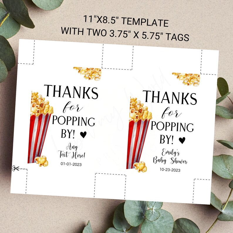 Microwave Popcorn Pack Tag Printable Thanks for Popping By - Etsy