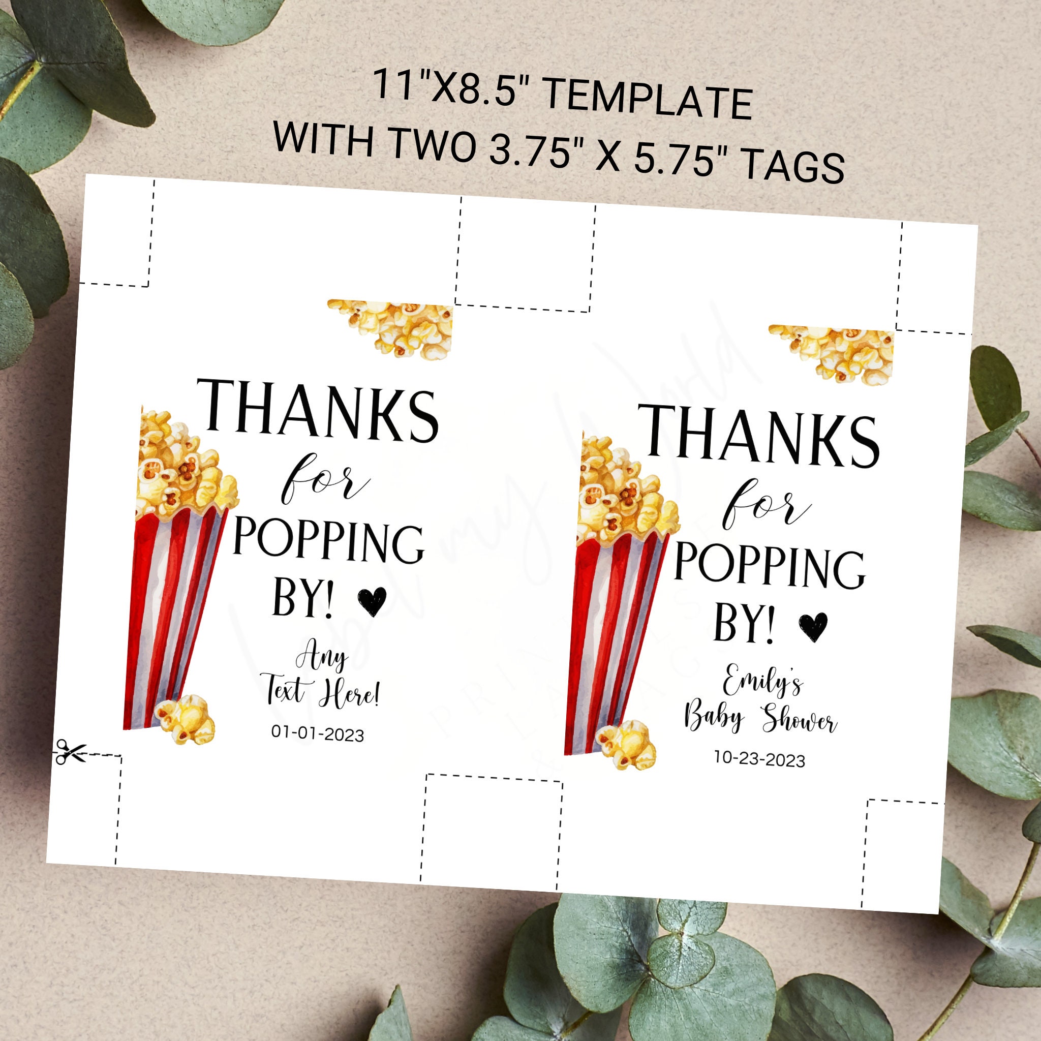 Microwave Popcorn Pack Tag | Printable Thanks for Popping By! Tag ...