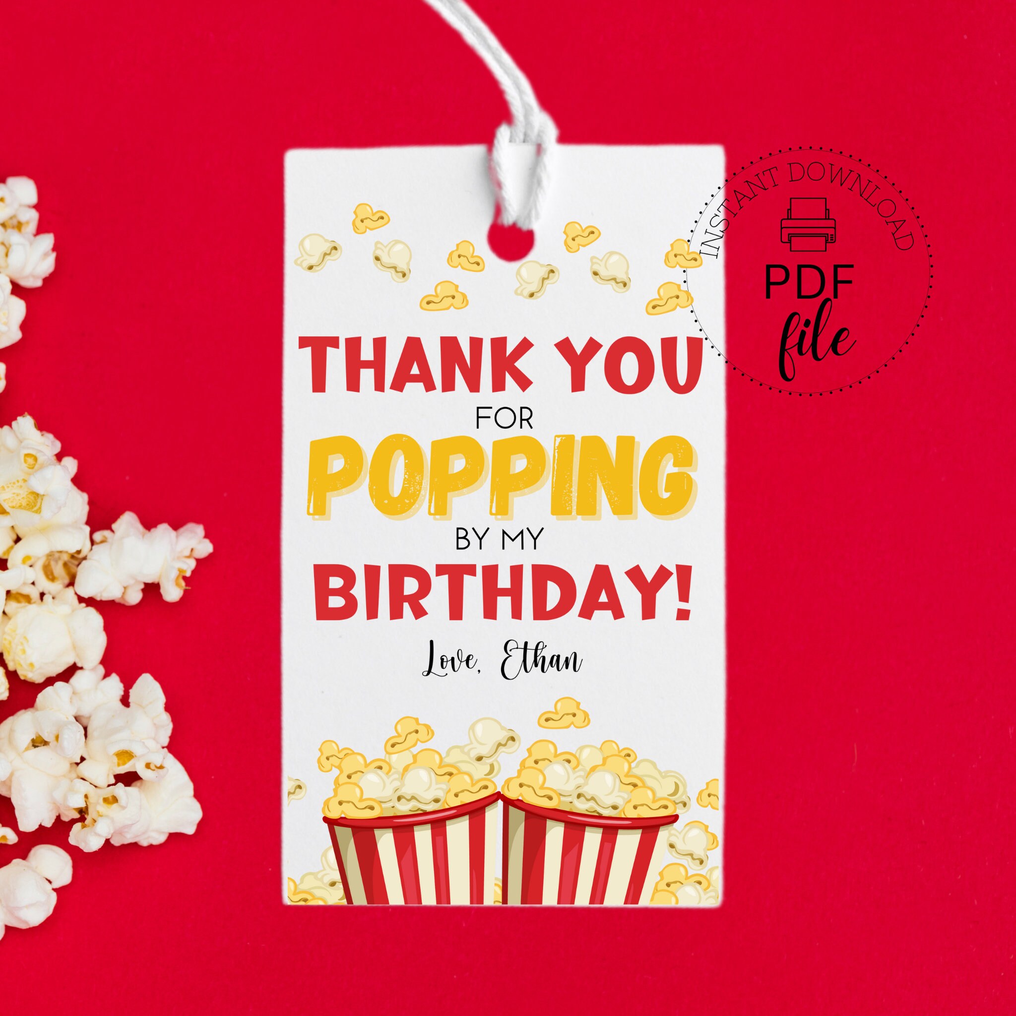 Thank You for Popping by My Birthday Personalized Tags Printable ...