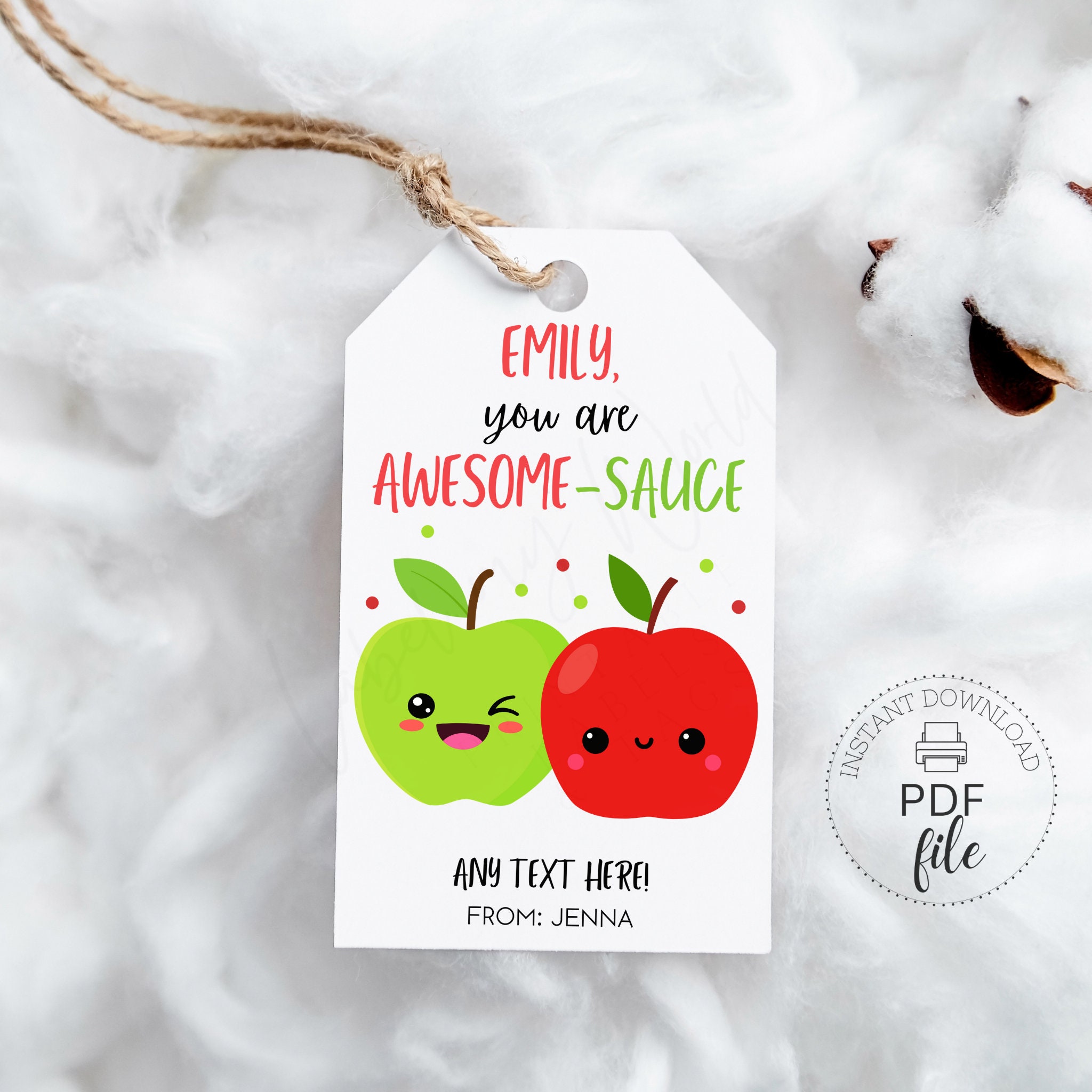 Printable You Are Awesome-sauce Gift Tag | Personalized Classroom ...
