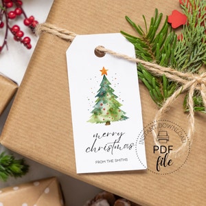 Merry Christmas Gift Tag | Printable Christmas Tree Favor Tag ...