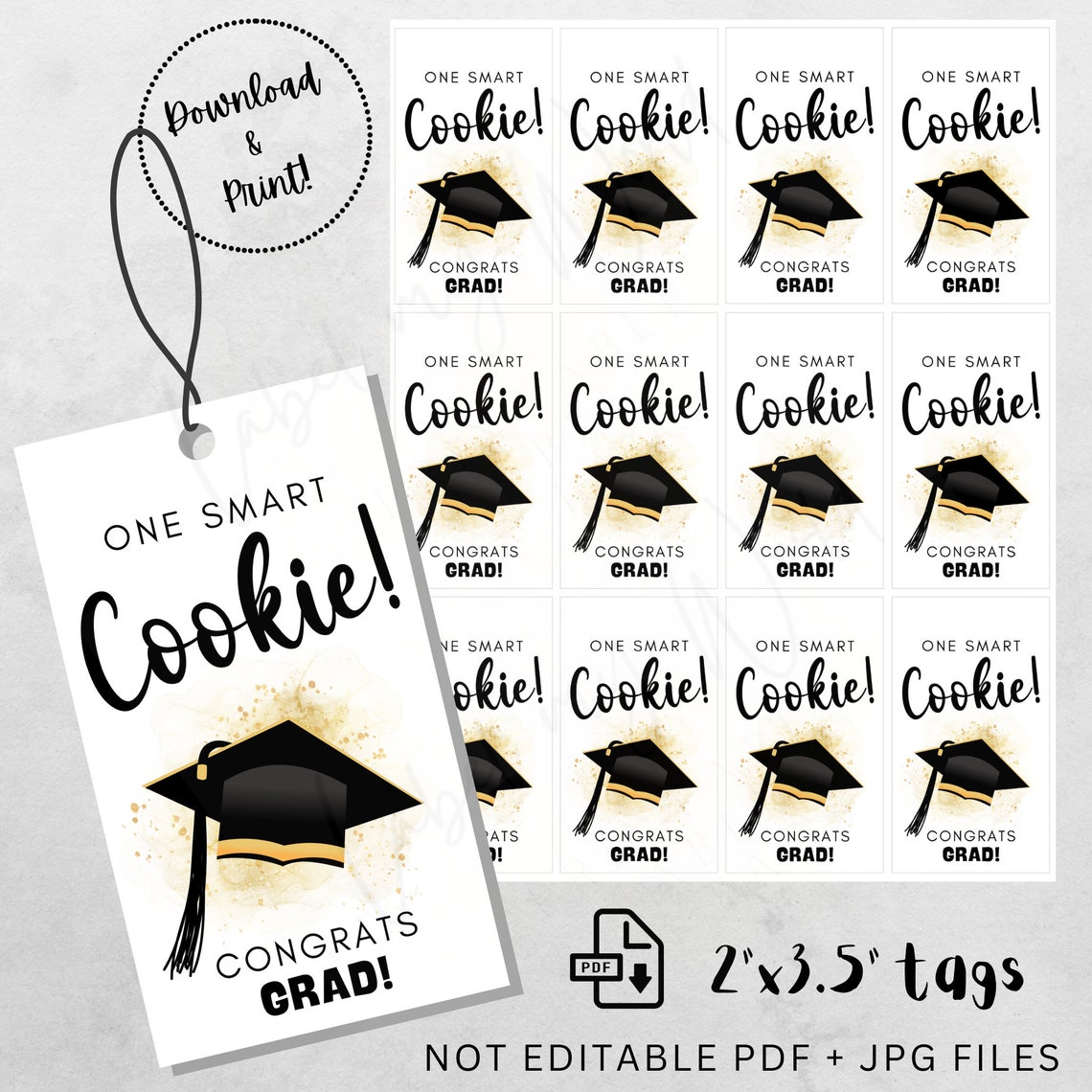 Printable One Smart Cookie Tag, High School/kindergarten Graduation ...