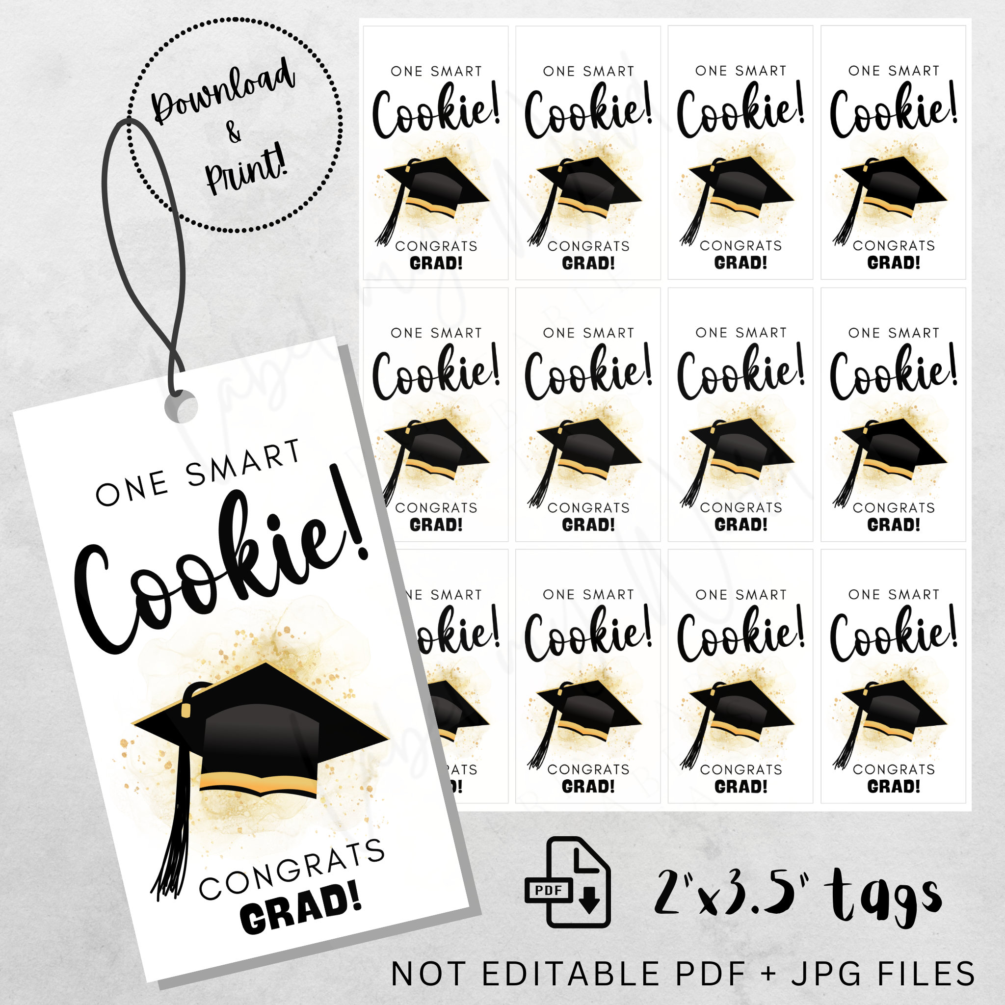 Printable One Smart Cookie Tag, High School/kindergarten Graduation ...