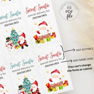 Secret Santa Special Delivery for Customized Gift Tags | Printable ...