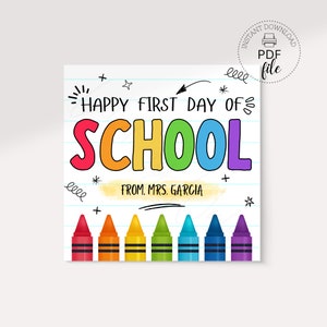Happy First Day of School Tag | Printable Teachers/students/school ...
