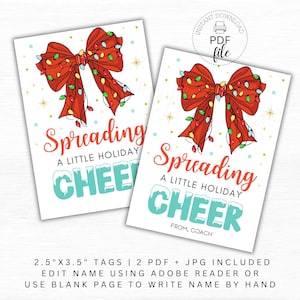 Printable Spreading a Little Holiday Cheer Tags, Personalized Sports ...