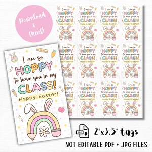 Printable I'm so Hoppy to Have You in My Class Gift Tag, Classroom ...