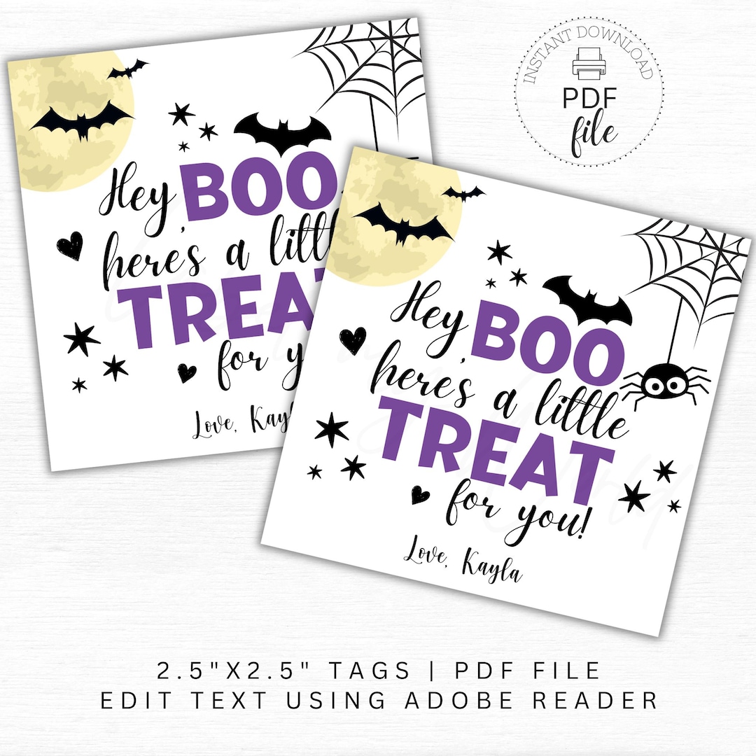 Hey BOO Here's a Little Treat for You! Printable Tags | Personalized ...