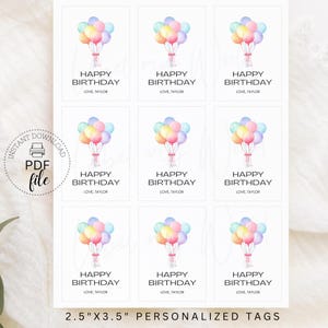 Printable Happy Birthday Gift Tags, Personalized 2.5"x3.5" Rainbow ...