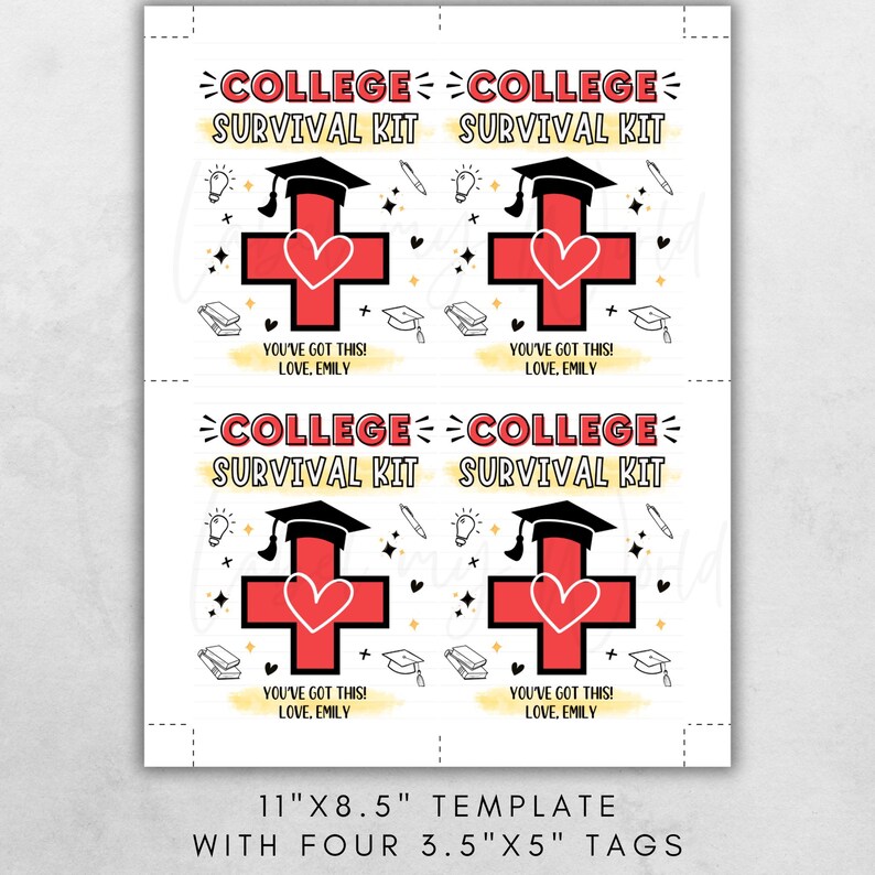 Printable Graduate & College Survival Kit Tag, High School/college Grad ...