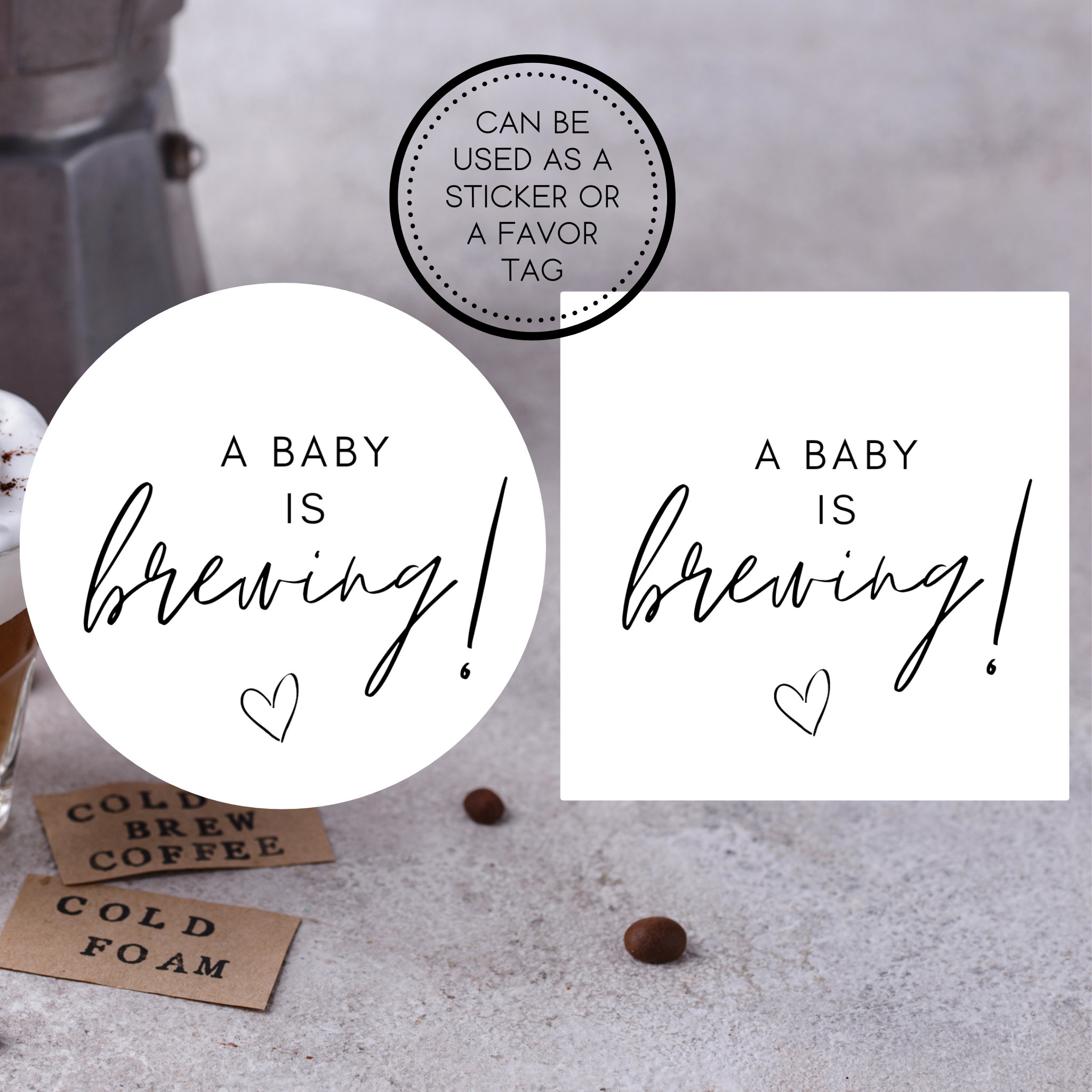 A Baby is Brewing! Labels | Printable Baby Shower Favor Round Gift Tags ...