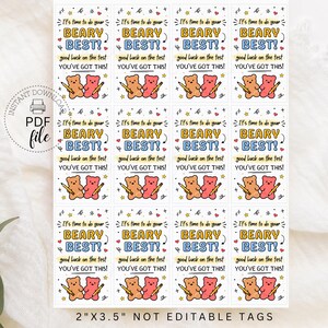 Printable Testing Day Gummy Bears Snack Tag, Classroom It's Time to Do ...