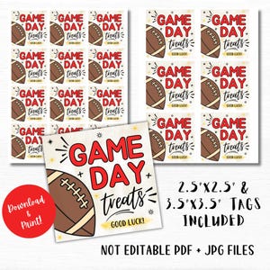 Printable Football Game Day Tag, Game Day Treats Good Luck Gift Tags ...