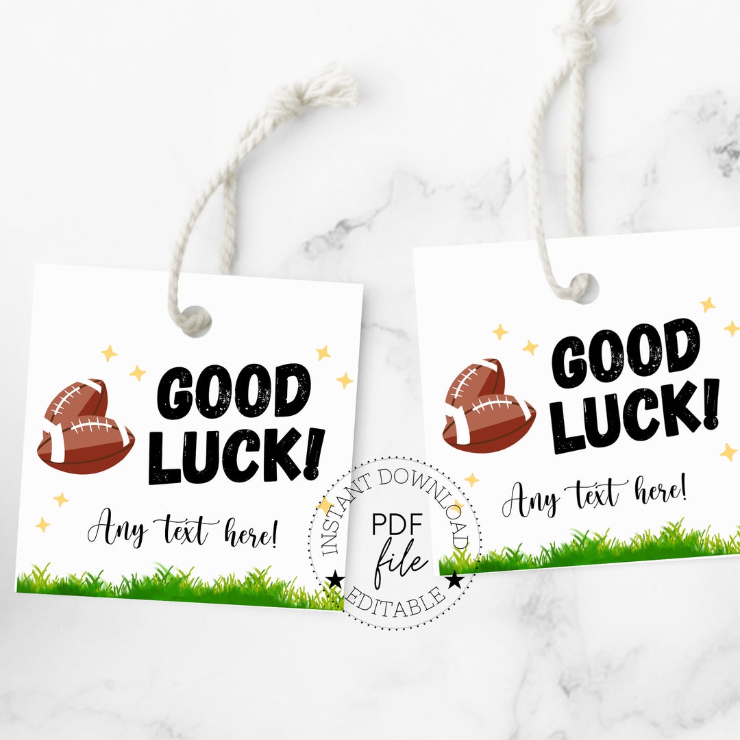 Printable Football Good Luck Tags Personalized Cheer Team Gift Tag ...