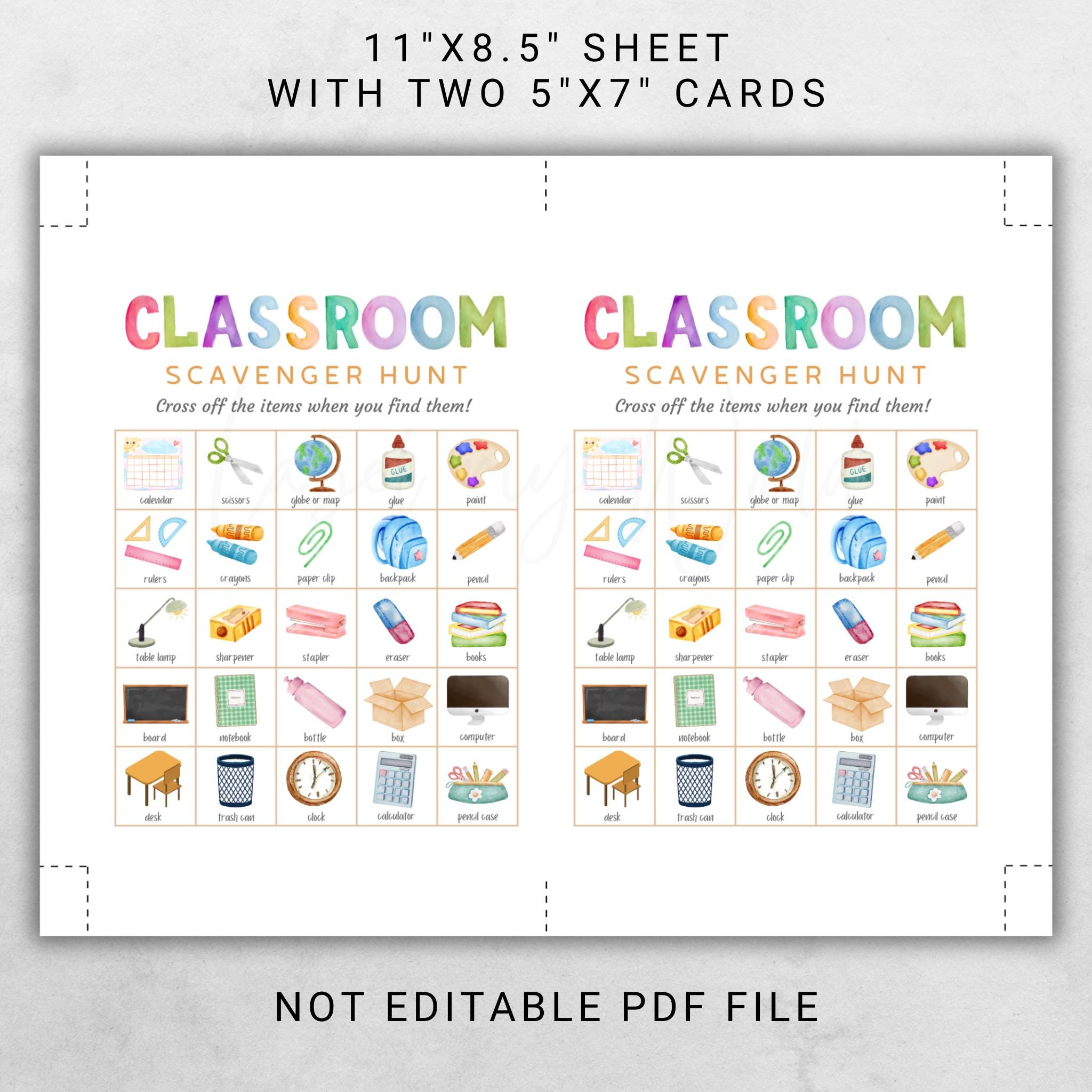 Printable Classroom Scavenger Hunt for Kids, School Indoor Treasure ...