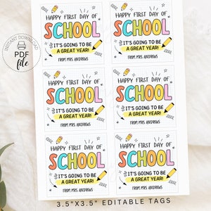 Happy First Day of School Tag | Printable Teachers/students/school ...