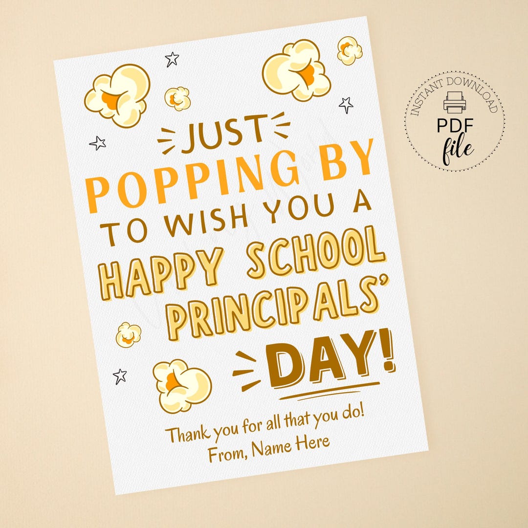 Printable School Principal Gift Tag, Personalized Just Popping by to ...