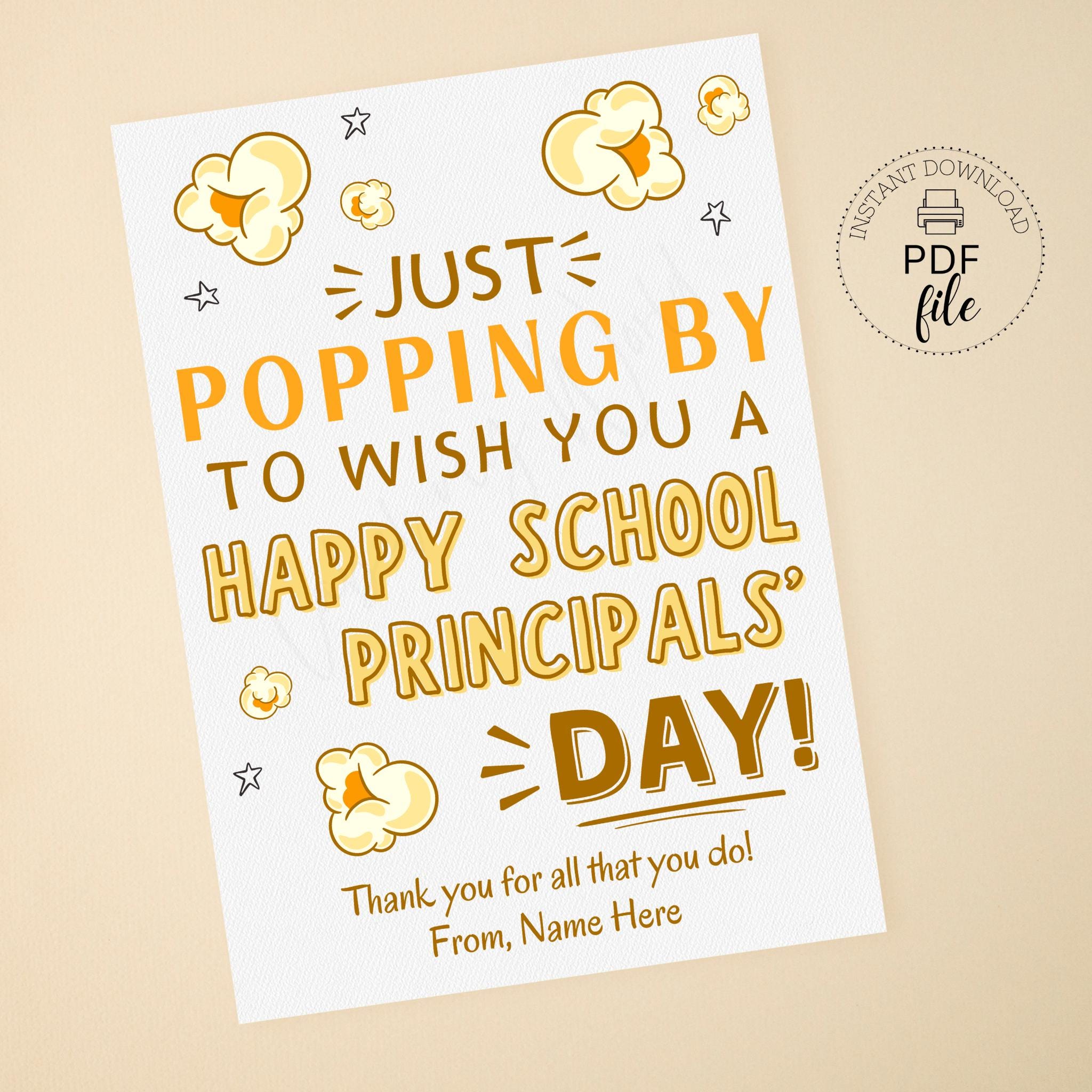 Printable School Principal Gift Tag, Personalized Just Popping by to ...