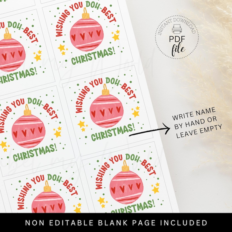 Printable Playdough Christmas Tag, Wishing You Doh-best Christmas ...