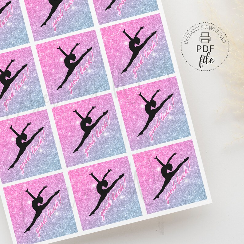 Printable Gymnastics/dance Good Luck 2, 2.5, 3 Round Labels 2.5x2.5 ...