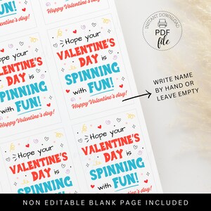 Printable Fidget Spinner Gift Tag, Hope Your Valentine's Day is ...