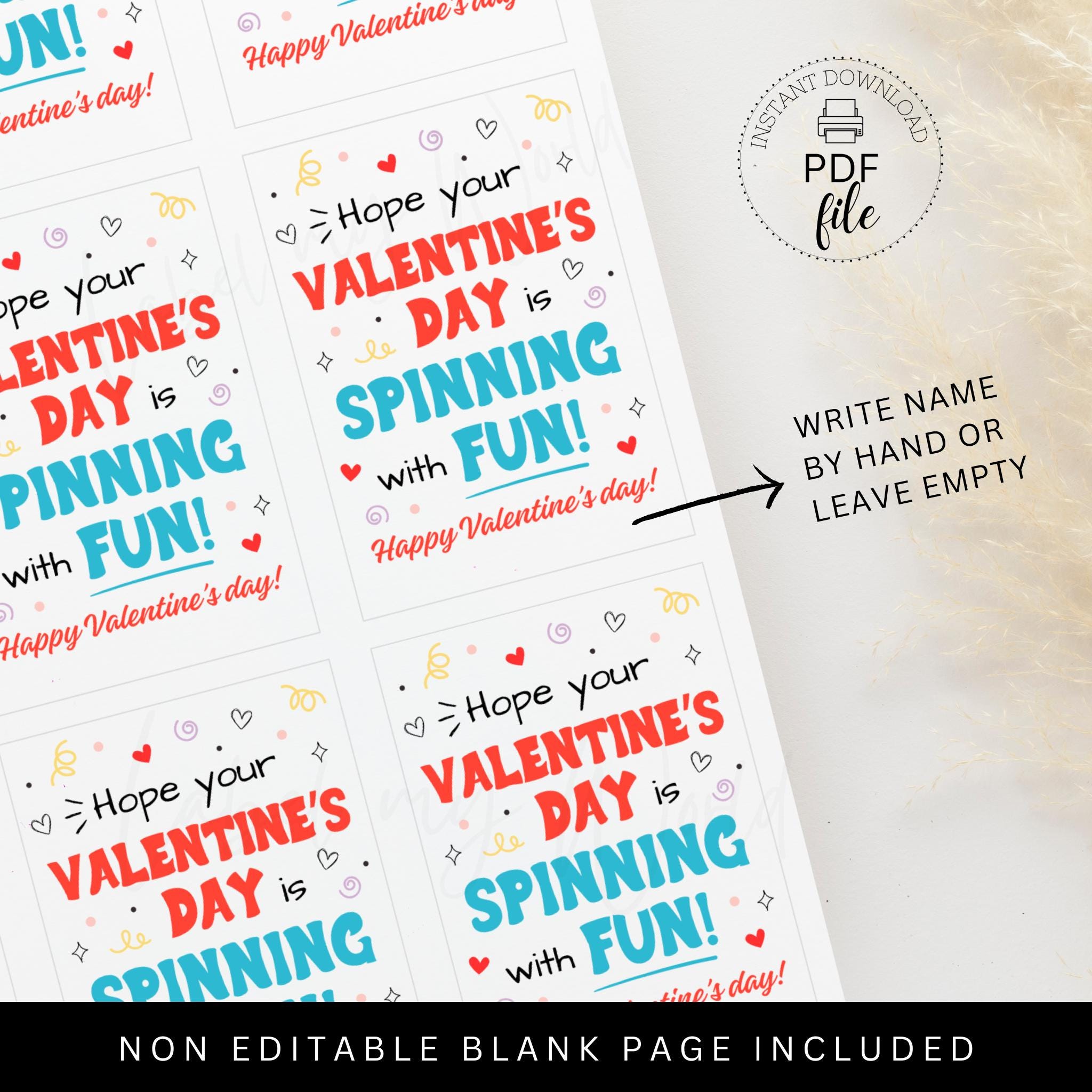 Printable Fidget Spinner Gift Tag, Hope Your Valentine's Day is ...