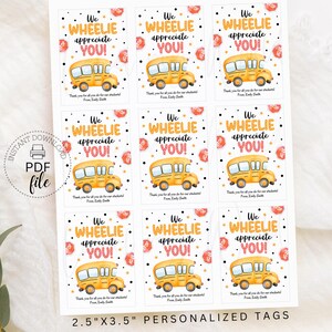 Printable School Bus Driver Appreciation Tag, We Wheelie Appreciate You ...