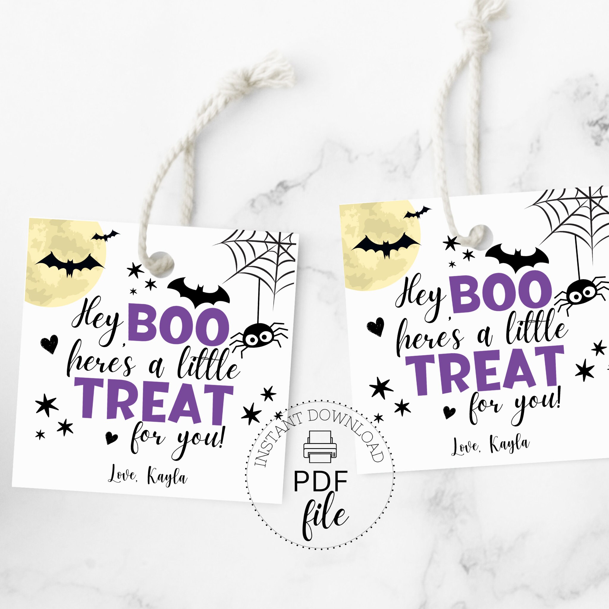 Hey BOO Here's a Little Treat for You Printable Tags Personalized ...