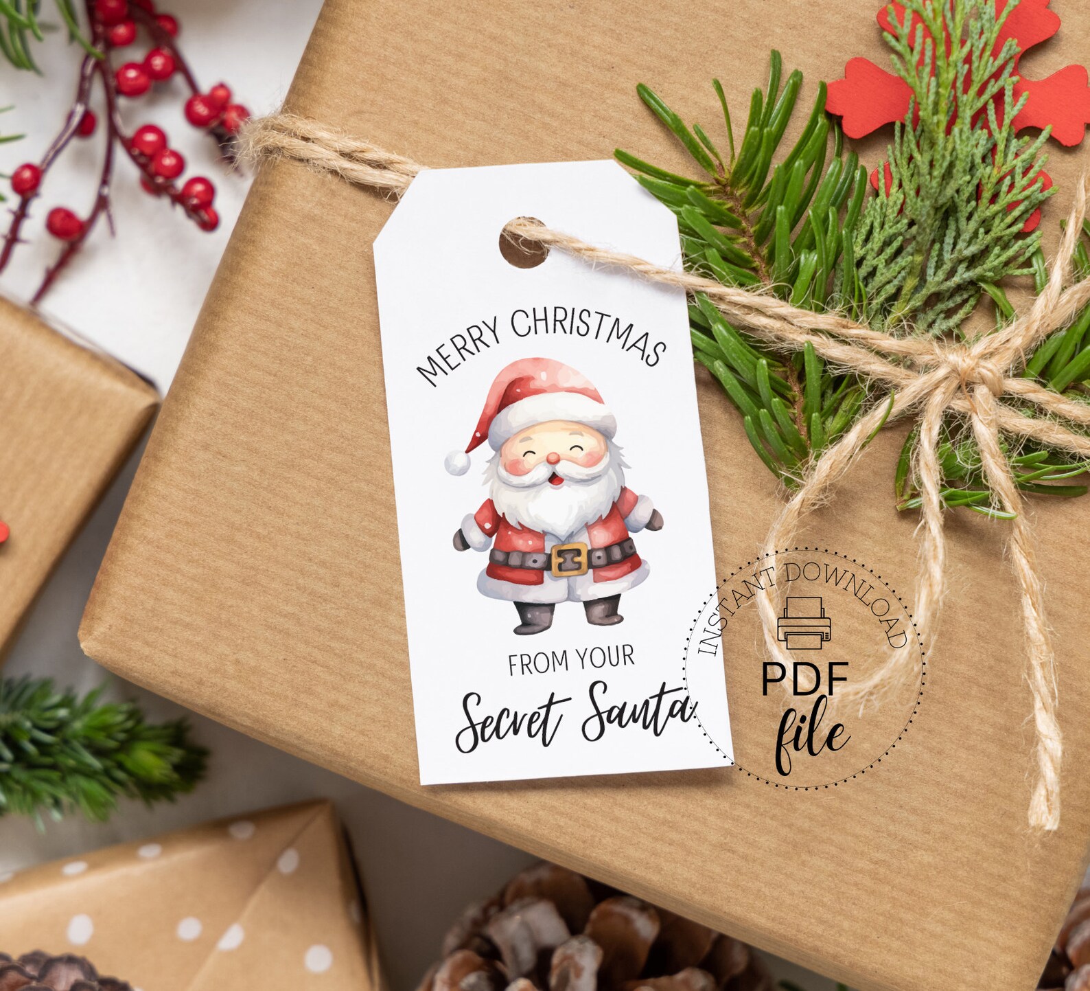 Merry Christmas From Your Secret Santa Gift Tags | Printable Christmas ...
