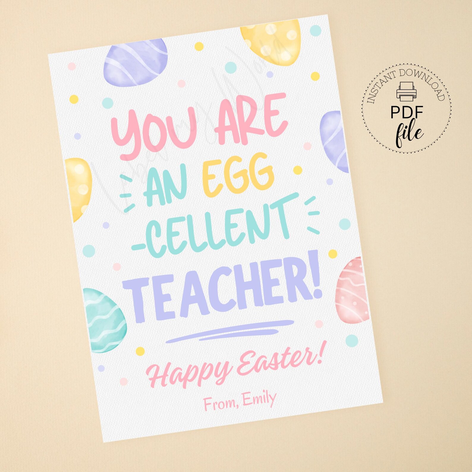 Printable You Are an Egg-cellent Teacher Gift Tag, Personalized Happy ...