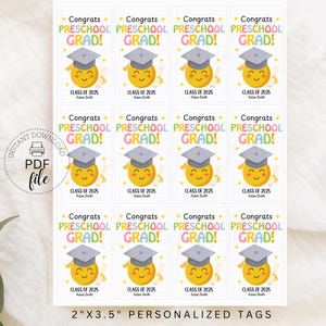 Printable Congrats Preschool Grad Class of 20XX Gift Tag, Pre-k School ...