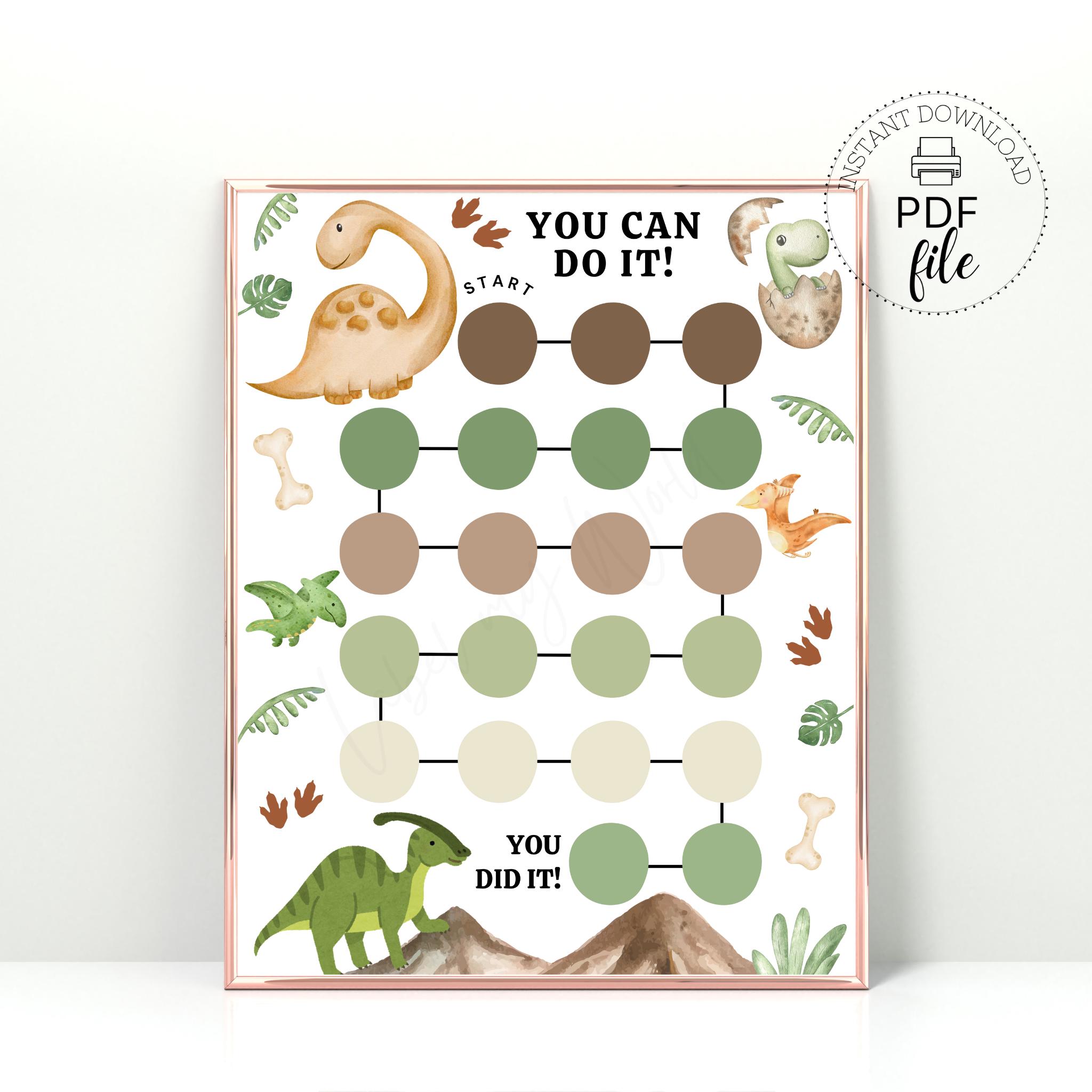Printable Dinosaur Reward Chart for Kids, Boys Behavior Sticker Chart ...