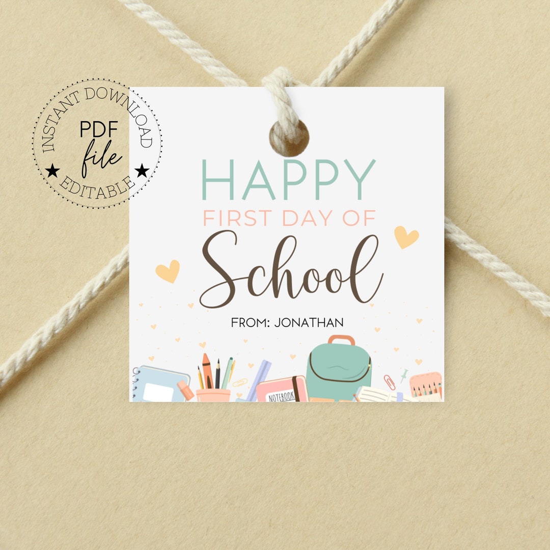 Happy First Day of School Tag Printable - Etsy