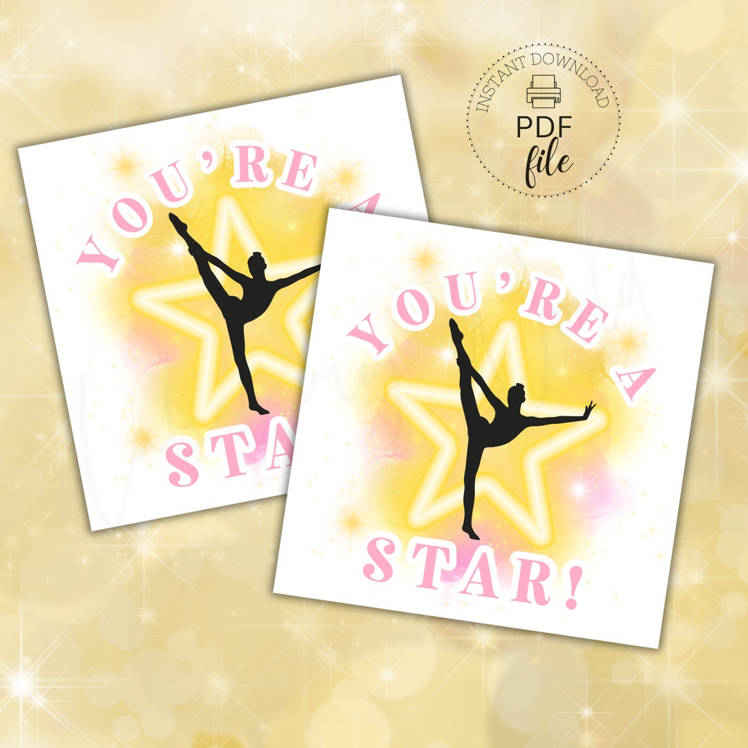 Gymnastics You're a Star Tag, Printable Gymnastics Team Treat/snack Bag ...
